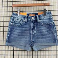 China Women's Patchwork Denim Shorts Relaxed Fit Embroidered Sequins Contrast Wash Trendy Streetwear Design for sale
