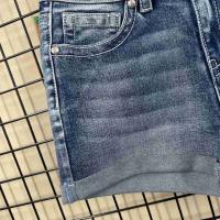 China Women's Patchwork Denim Shorts Relaxed Fit Embroidered Sequins Contrast Wash Trendy Streetwear Design for sale