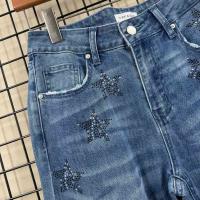 China Relaxed Fit Junior Denim Jeans High Rise High Waist Denim Pants With Hot Drilling for sale