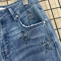 China Relaxed Fit Junior Denim Jeans High Rise High Waist Denim Pants With Hot Drilling for sale