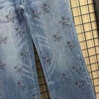 China Relaxed Fit Junior Denim Jeans High Rise High Waist Denim Pants With Hot Drilling for sale