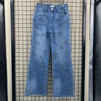 China Relaxed Fit Junior Denim Jeans High Rise High Waist Denim Pants With Hot Drilling for sale