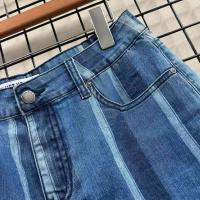 China Women's Mid Rise Denim Shorts Customized Stripe Print Frayed Hem Relaxed Summer Style for sale