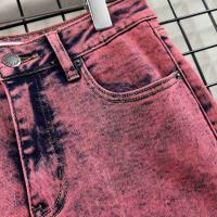 China Junior Denim Stretch Straight Jeans , Red Garment Dyed Comfort Fit Denim Jeans for sale