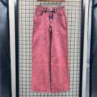 China Junior Denim Stretch Straight Jeans , Red Garment Dyed Comfort Fit Denim Jeans for sale