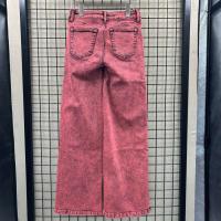 China Junior Denim Stretch Straight Jeans , Red Garment Dyed Comfort Fit Denim Jeans for sale