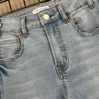 China Women'S Two Tone Wide Leg Jeans , Light Blue And Dark Indigo Color Block Denim Jeans for sale