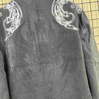 China Men'S Heavyweight Denim Jacket , Rigid Dark Wash Jacket Customized Graffiti Print for sale