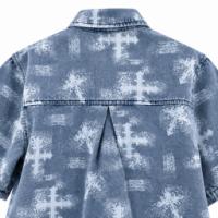 China Men's Regular Fit Denim Shirt Soft Breathable Material With Customize Print Button Up for sale