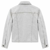 China Women'S Vintage Stone Wash Offwhite Denim Shirt / Jacket Relaxed Fit Button Up Casual / Streetwear Top for sale