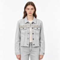 China Women'S Vintage Stone Wash Offwhite Denim Shirt / Jacket Relaxed Fit Button Up Casual / Streetwear Top for sale