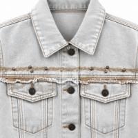 China Women'S Vintage Stone Wash Offwhite Denim Shirt / Jacket Relaxed Fit Button Up Casual / Streetwear Top for sale