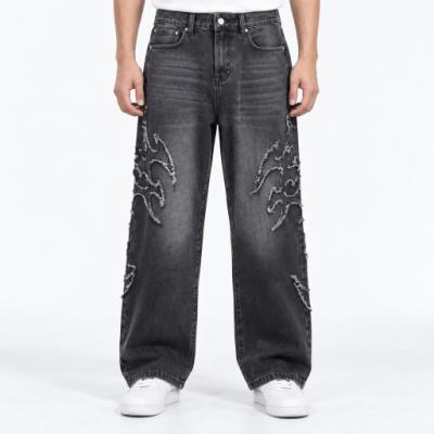 China Men's Acid Wash Denim Jeans Relaxed Fit 90s Retro Fashion Denim Jeans ODM / OEM Private Label for sale