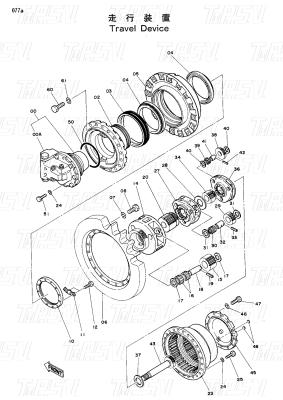 China Black EX200-1 ExcavatorTravel Drive Catalog With Bolt on Installation 9066008 9080070 9096483 for sale