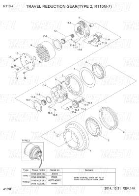 China Bolt On 31N6-40041BG 31N6-40042BG R110M-7 Excavator Travel Drive Catalog With Planetary Reducer for sale
