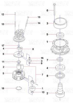 China 60042755 SY365C Excavator Swing Drive Catalog Motor Bolt-on Installation for sale