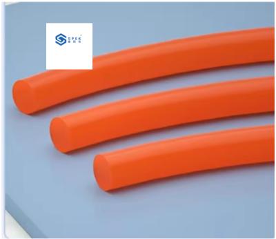 China Orange  solid PU smooth  -top round conveyor belt for sale