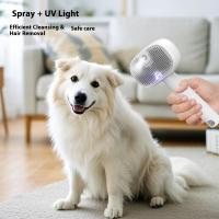 China Battery Powered Pet Grooming Brush with UV Light Steam Spray for Dogs Cats ABS Plastic 1-3h Charging for sale