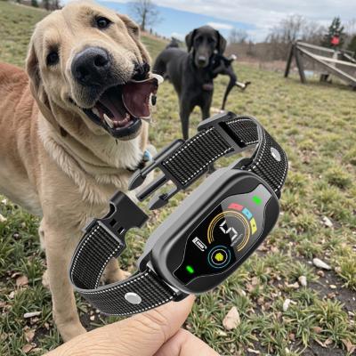 China Smart Automatic Anti-Bark Dog Training Collar Rechargeable IP67 Waterproof 20+ Hours Battery for sale