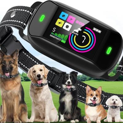 China Rechargeable IP67 Waterproof Dog Training Collar Smart Ultrasonic Anti Barking Control Device 20h Battery for sale