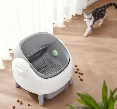 China Enclosed Plastic Cat Litter Box Automatic Cleaning 60L Large Capacity Easy Clean for Cats for sale