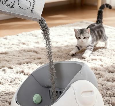 China Plastic Eco-Friendly Automatic Cat Litter Box 60L Large Capacity Enclosed Anti-Splatter Self-Cleaning for sale