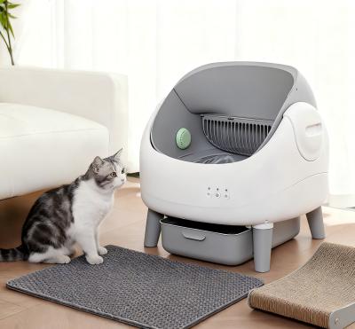 China Enclosed Plastic Cat Litter Box 60L Large Capacity Quiet Anti Splatter with Sieve Deodorant Ball for sale