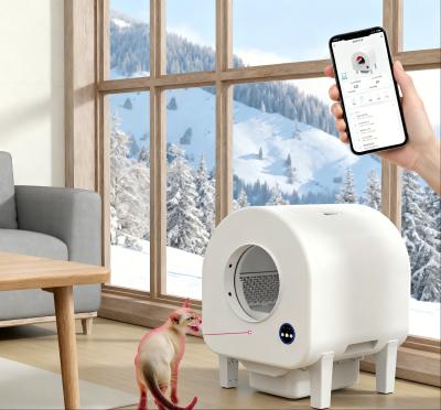 China Self-Cleaning Plastic Cat Litter Box 60L Large Capacity Smart Enclosed Remote Control Eco-Friendly for sale