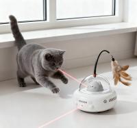 China Electric Chicken Ball Toy Automatic Laser Feather Bell Lifelike Interactive USB Rechargeable Adjustable for sale