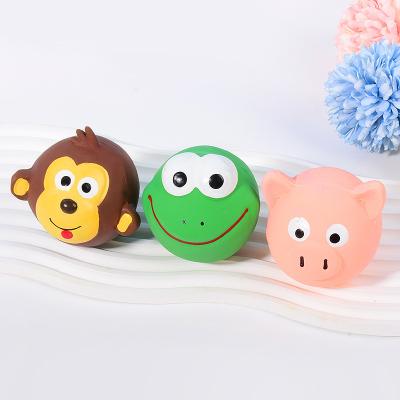 China Colorful Animal Shape Taffeta Automatic Pet Ball Toy for Chickens Smiling Monkey Frog Pig 6cm for sale