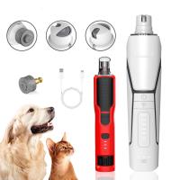 China Portable Stainless Steel Pet Nail Clipper LED Rechargeable Adjustable Non-slip Grip 3.7V for sale