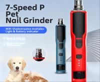China Portable Stainless Steel Pet Nail Clipper LED Rechargeable Adjustable Non-slip Grip 3.7V for sale