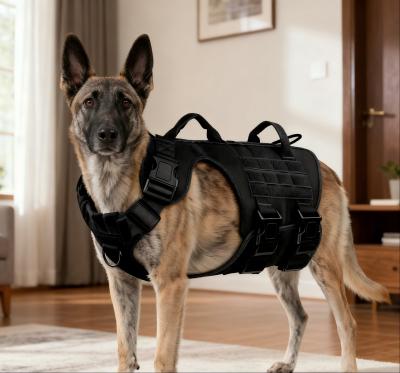 China Breathable Tactical Dog Harness 100% Nylon Multiple Pockets Quick Release for Large Dogs for sale