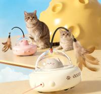 China Automatic Chicken Toy Lifelike Ball Laser Feather Bell Interactive Electric USB Rechargeable for sale