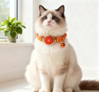 China Rechargeable Waterproof Dog Collar Orange Smart Round Power Button Bell Reflective Nylon 216g for sale