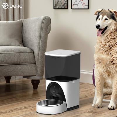 China WiFi Smart Pet Feeder 4.5L Large Capacity Microchip Control Eco-Friendly Plastic Dog Bowl Charge Powered Remote Dispenser for sale