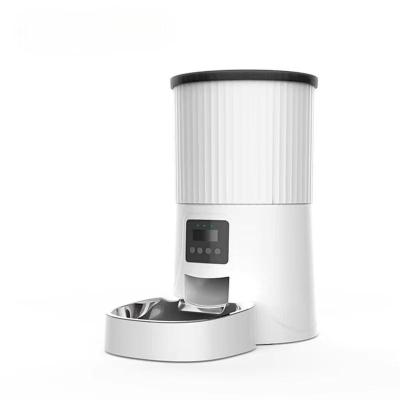 China Intelligent 4L Battery Waterproof Pet Feeder with Stainless Steel Bowls Automatic Timing for Cats Dogs for sale