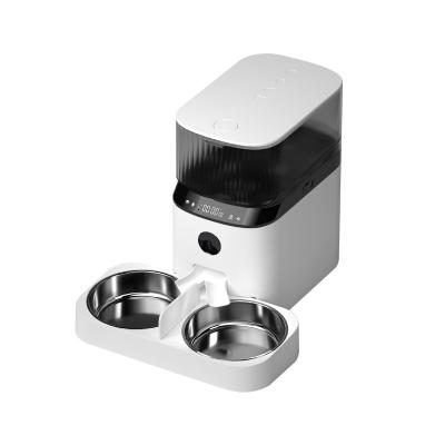 China 5L Automatic Pet Feeder Double Bowl Large Capacity Cat Dog Feeder Remote Video Timing Charging IPX5 for sale