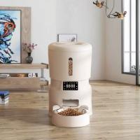 China 4L Eco-Friendly Intelligent Pet Feeder Solid Electric Automatic Quantitative Stainless Steel Chargeable Modern Battery Grain Cat for sale