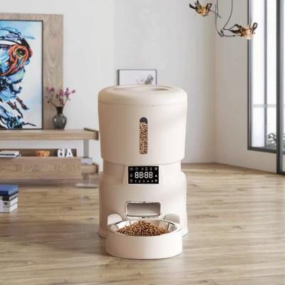China 4L Eco-Friendly Intelligent Pet Feeder Solid Electric Automatic Quantitative Stainless Steel Chargeable Modern Battery Grain Cat for sale
