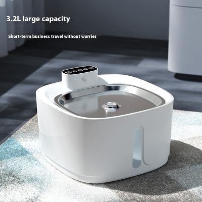 China Smart Automatic Pet Water Dispenser Stainless Steel Silent Filter Cat Dog Drinking Bowl Feeder 1kg IPX7 for sale