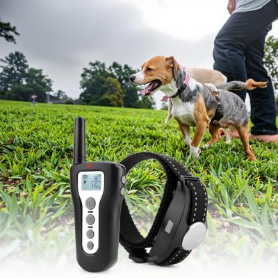 China Waterproof Rechargeable Dog Training Collar 3 Modes Beep Vibration Shock 1000ft Range IPX7 Nylon for sale