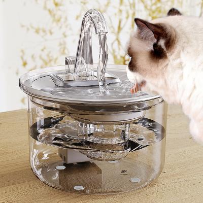China Automatic 2.2L Transparent Pet Water Dispenser Eco-Friendly Plastic Rechargeable for Dogs Cats for sale