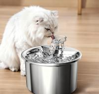 China Smart Pet Water Fountain Automatic Circulation Stainless Steel IPX5 Chargeable 1.5kg for Cats Dogs for sale