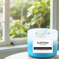 China Pure healing fragrance under blue sky and white clouds Private Label Candle Luxitrea Candle 3 Wicks Scented Candle 10oz for sale