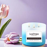 China Pure healing fragrance under blue sky and white clouds Private Label Candle Luxitrea Candle 3 Wicks Scented Candle 10oz for sale