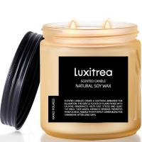 China 11oz Scented Soy Wax Candle Youkali Yellow Floral Scented Candles 2 Wick 70H Burn Time for sale