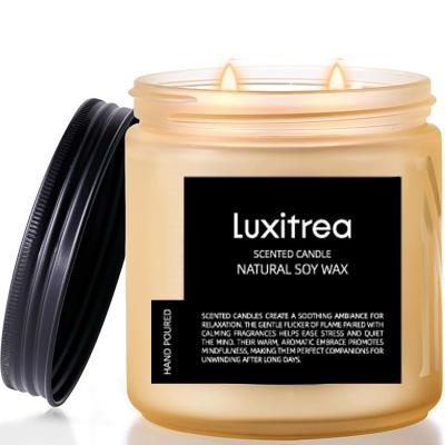 China 11oz Scented Soy Wax Candle Youkali Yellow Floral Scented Candles 2 Wick 70H Burn Time for sale