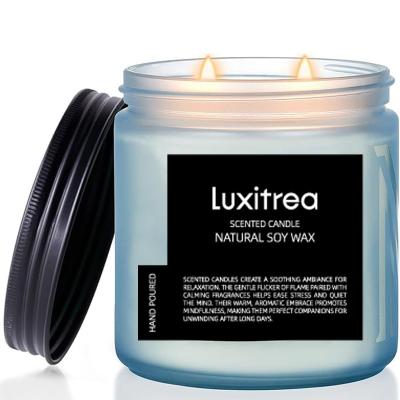 China Subtle Art Plum Blossom Candle 11 Oz 2 Wick 70H Burn Time Luxury Design for sale