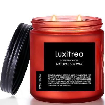 China Scented Soy Wax Candle Pink Champagne Romantic Floral and Fruit Tune 11oz 2 Wick 70H Burn Time Luxitrea Candle for sale